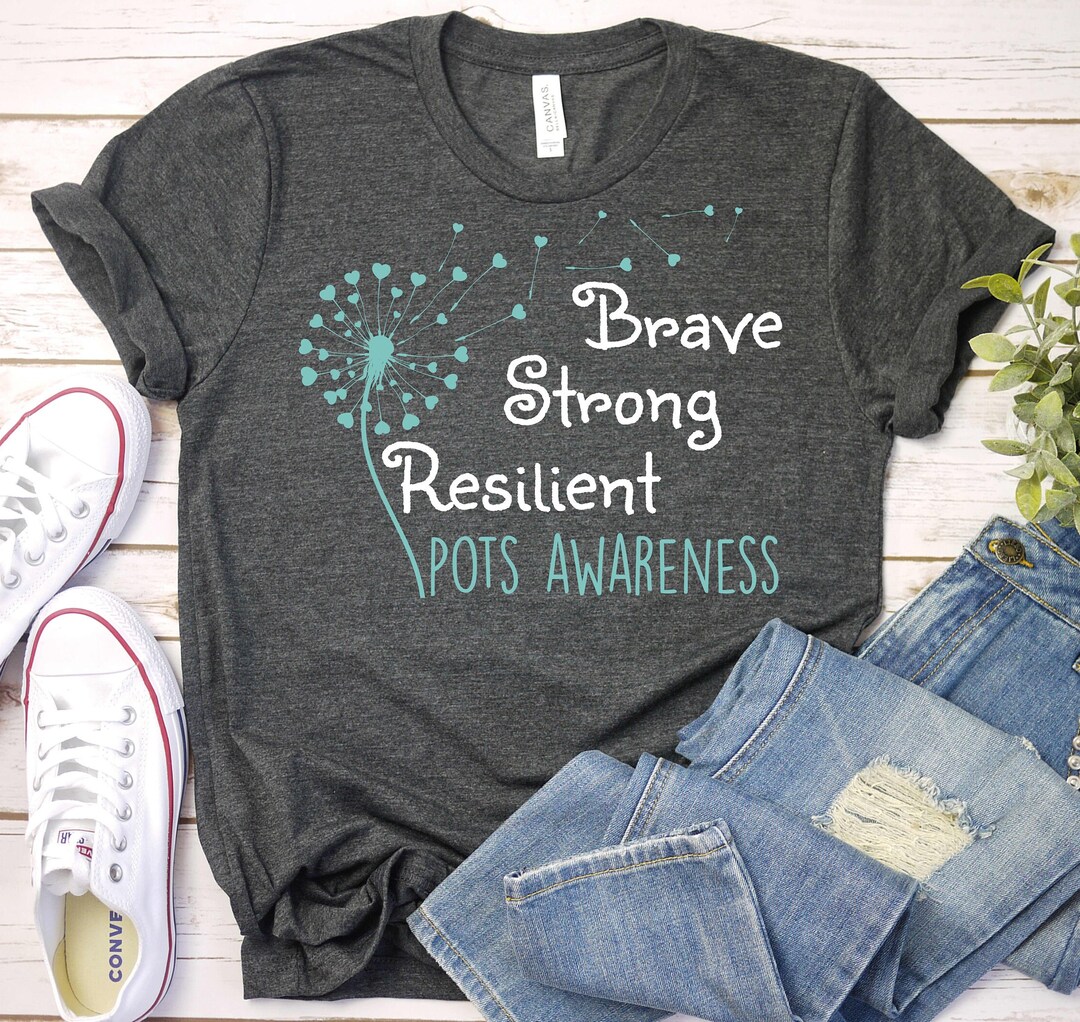 POTS Shirt, Postural Orthostatic Tachycardia Syndrome Shirt,teal Ribbon ...