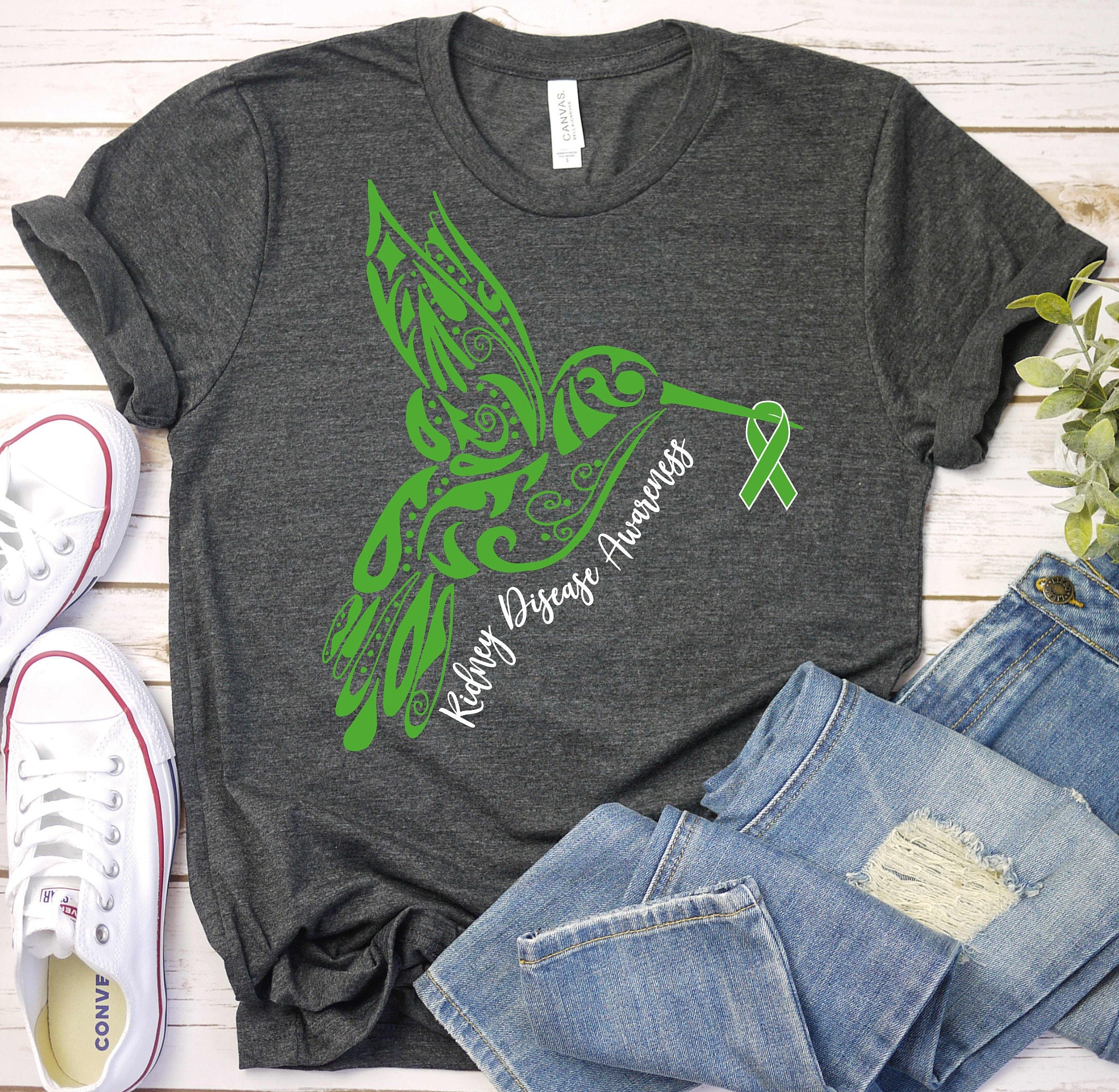 Kidney Disease Awareness Shirt,kidney Disease Green Ribbon T-shirt ...