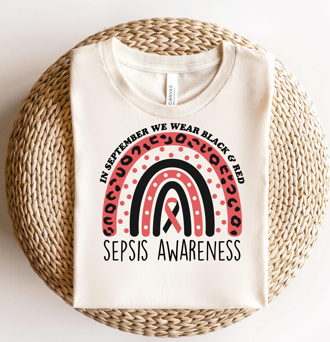 Sepsis Awareness Shirt,sepsis Black Red Ribbon Shirt,sepsis Fighter ...