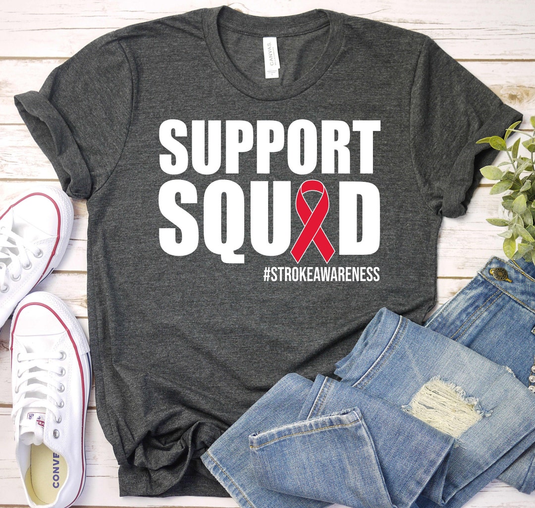 Support Squad - Stroke Awareness Month Shirt, Red Ribbon Shirt, Neuro ...