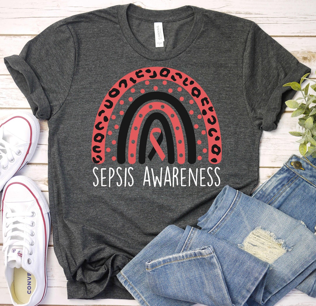Sepsis Awareness Shirt,sepsis Black Red Ribbon Shirt,sepsis Survivor ...