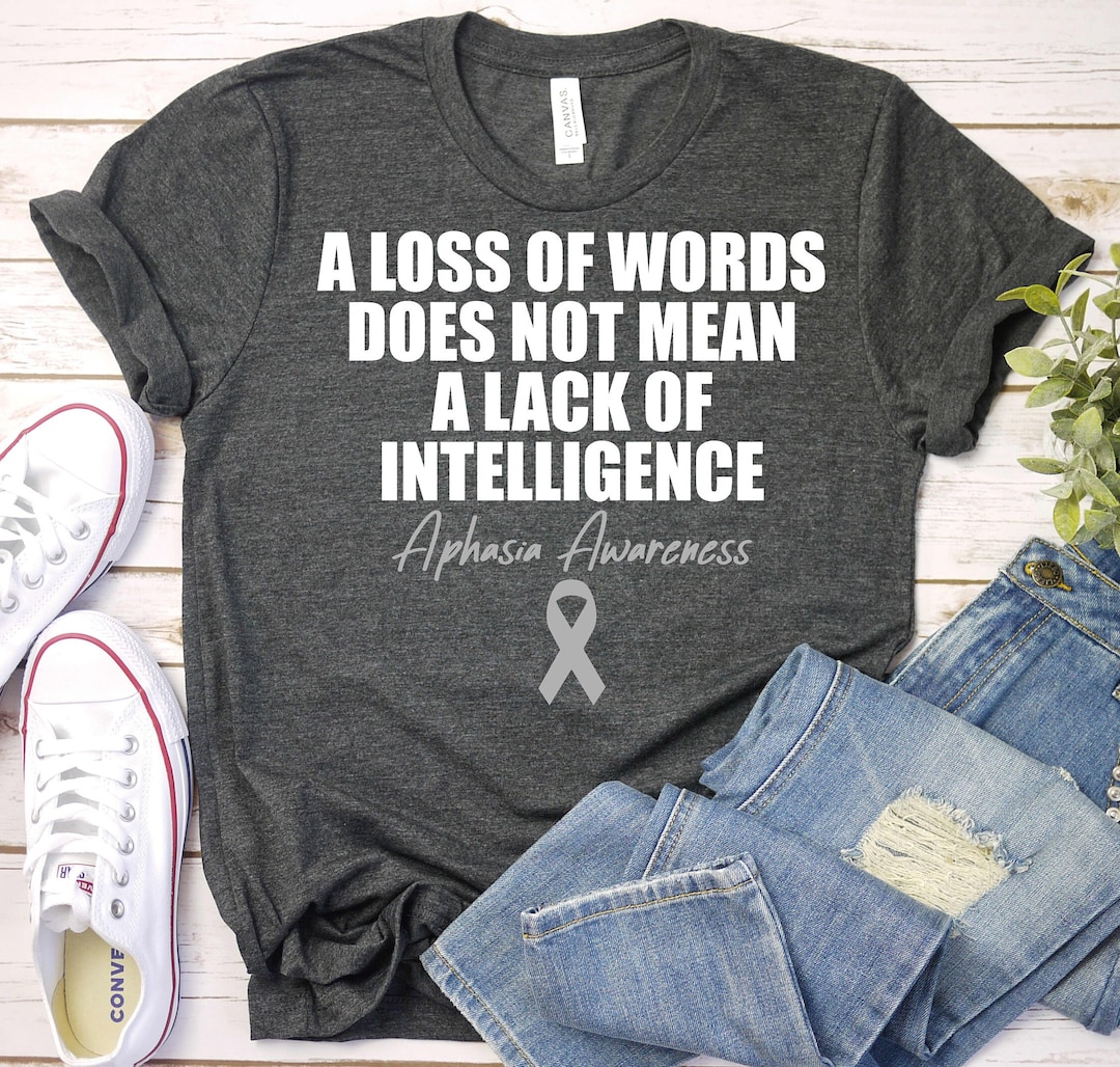Aphasia Awareness Shirt,speech Disorder Shirt,aphasia Gray Ribbon ...