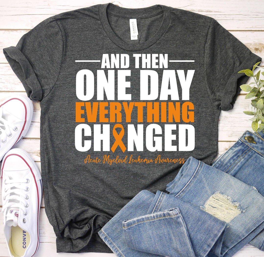 Acute Myeloid Leukemia Awareness Shirt,aml Leukemia Orange Ribbon Shirt ...