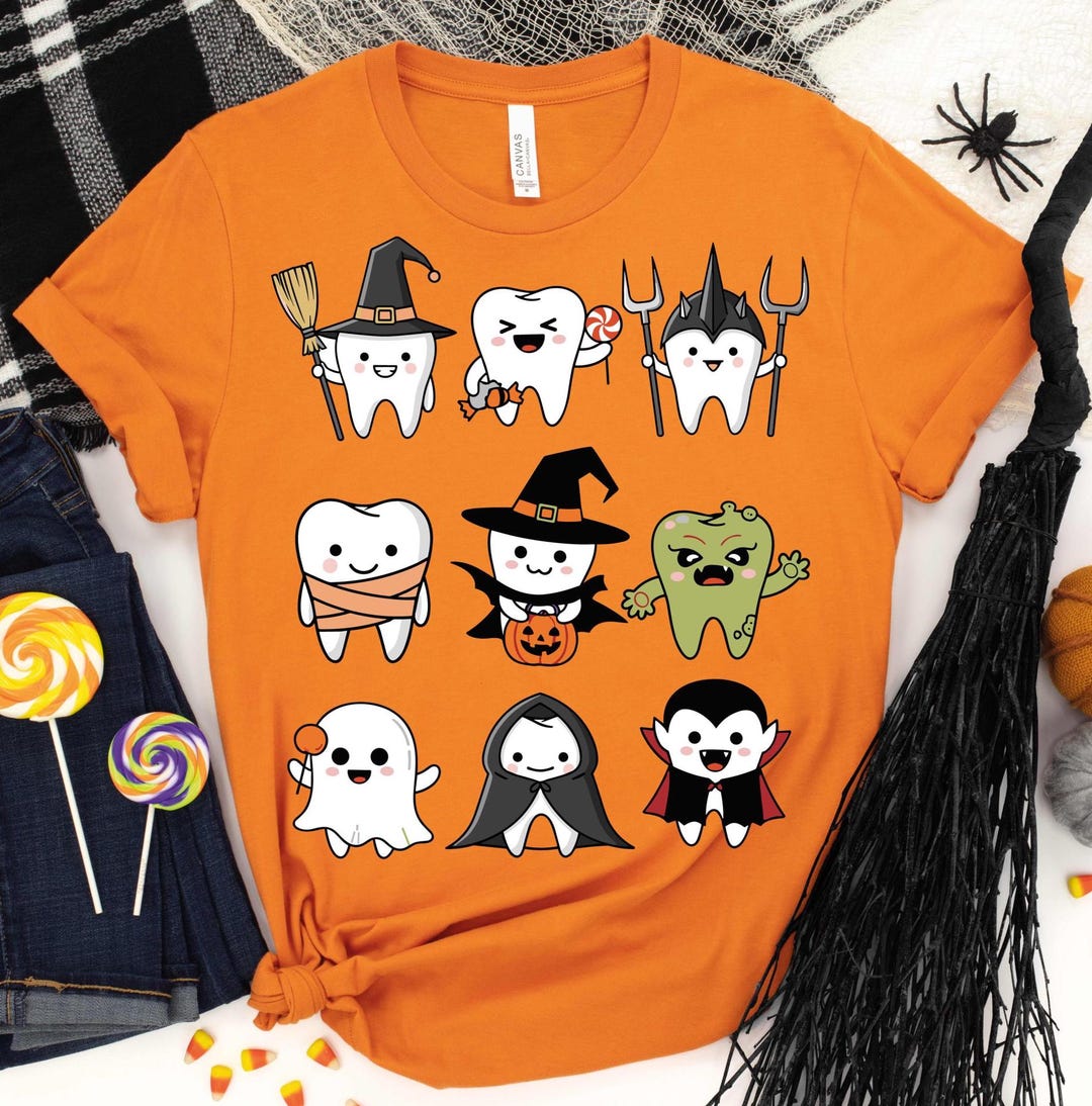 Funny Cute Dental Hygiene Monsters Shirt,teeth Squad Halloween T-shirt ...