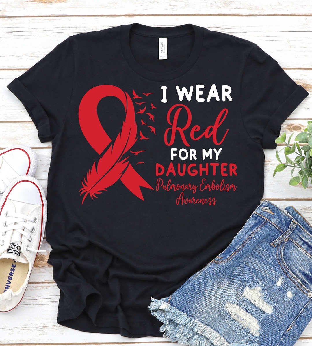 Pulmonary Embolism Awareness Shirt,pulmonary Embolism Red Ribbon ...