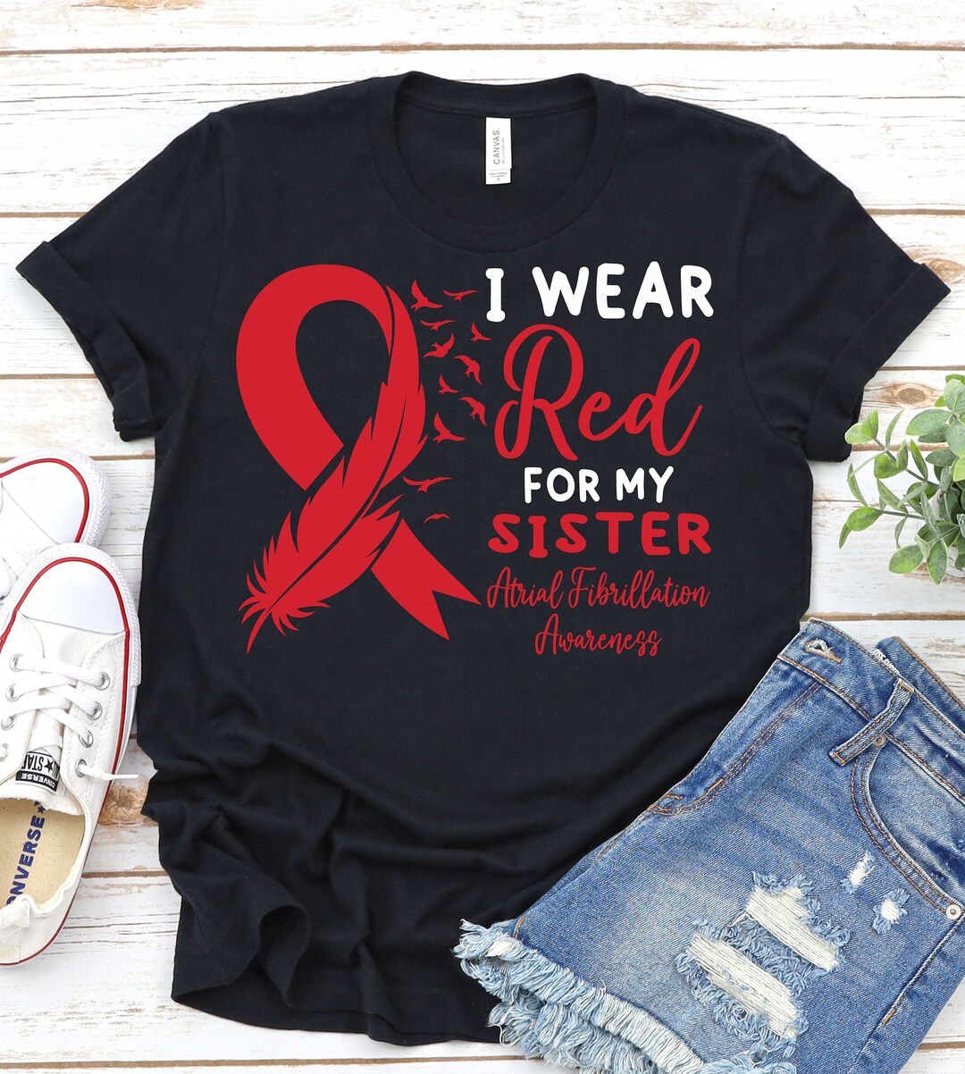 Atrial Fibrillation Awareness Month Shirt,afib Red Ribbon, Afib T-shirt ...