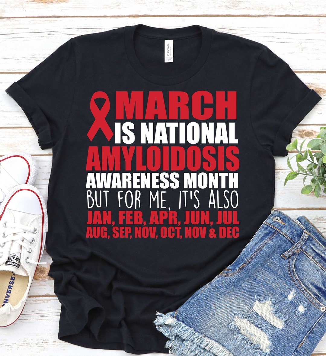 Amyloidosis Awareness Shirt,amyloidosis Awareness Red Ribbon ...