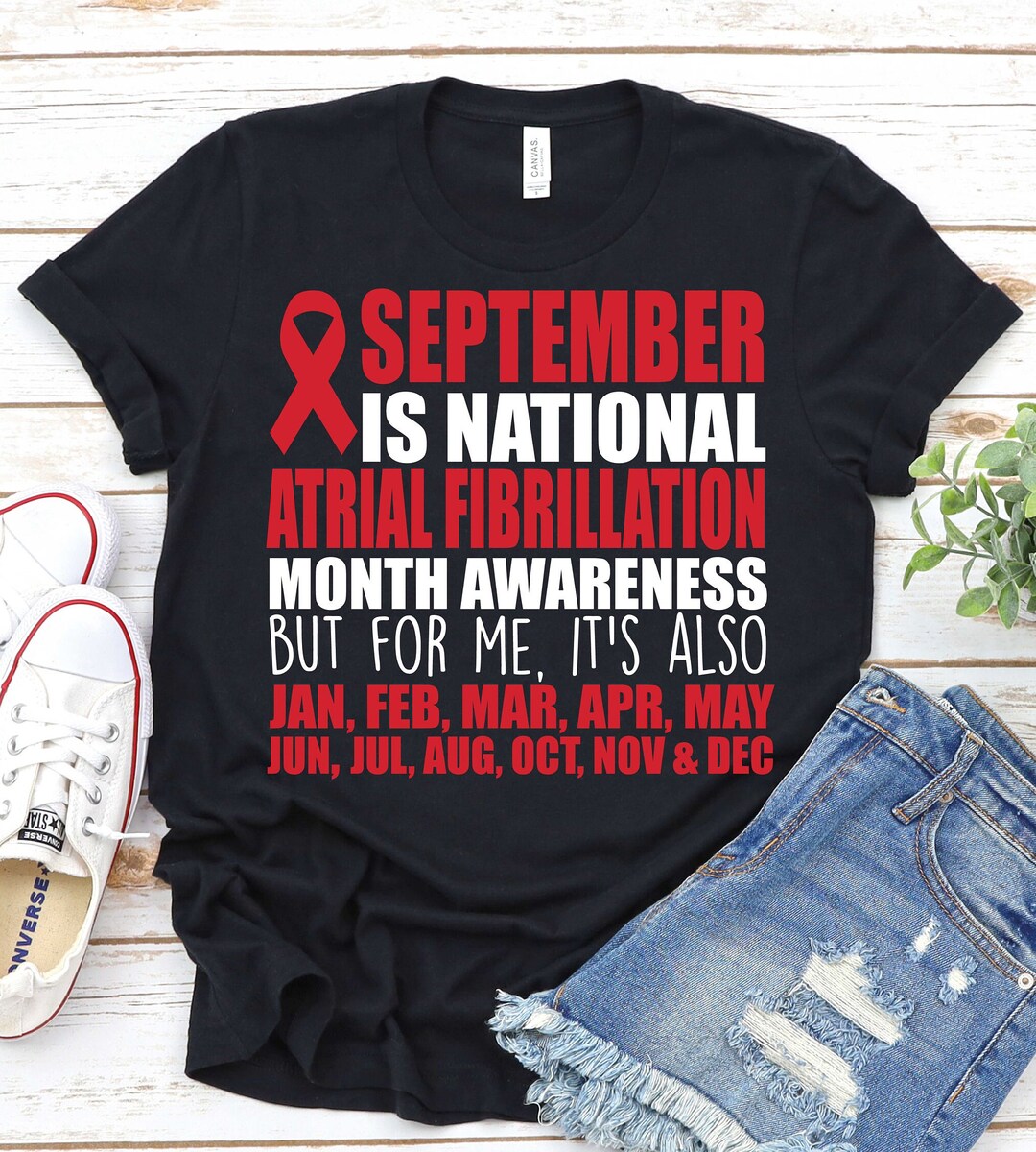 Atrial Fibrillation Awareness Month Shirt,afib Red Ribbon Shirt, Afib ...