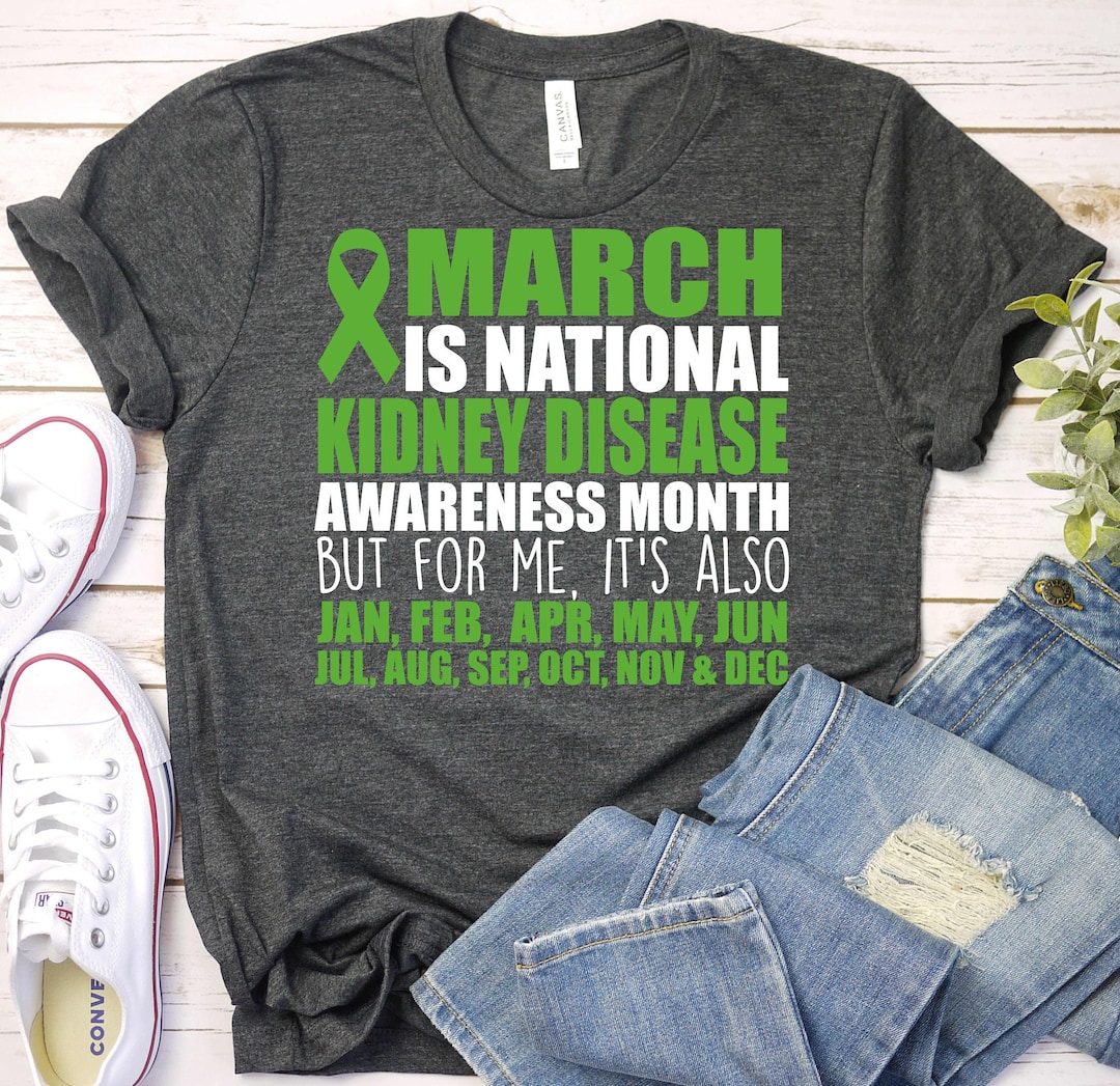 Kidney Disease Awareness Shirt,kidney Disease Green Ribbon Shirt,kidney ...