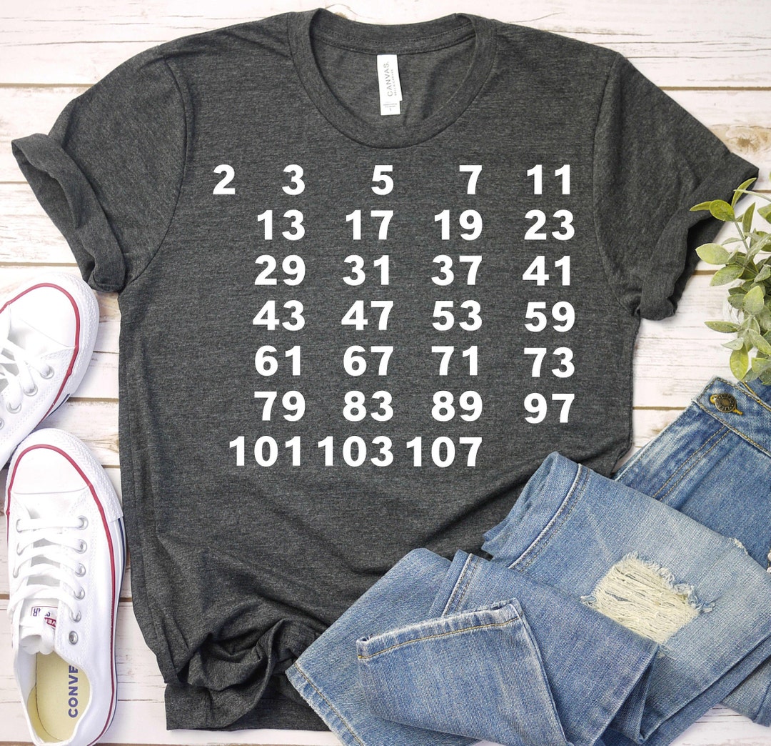 Prime Numbers Chart Shirt, Math Teacher Shirt,mathematics Shirt,prime ...