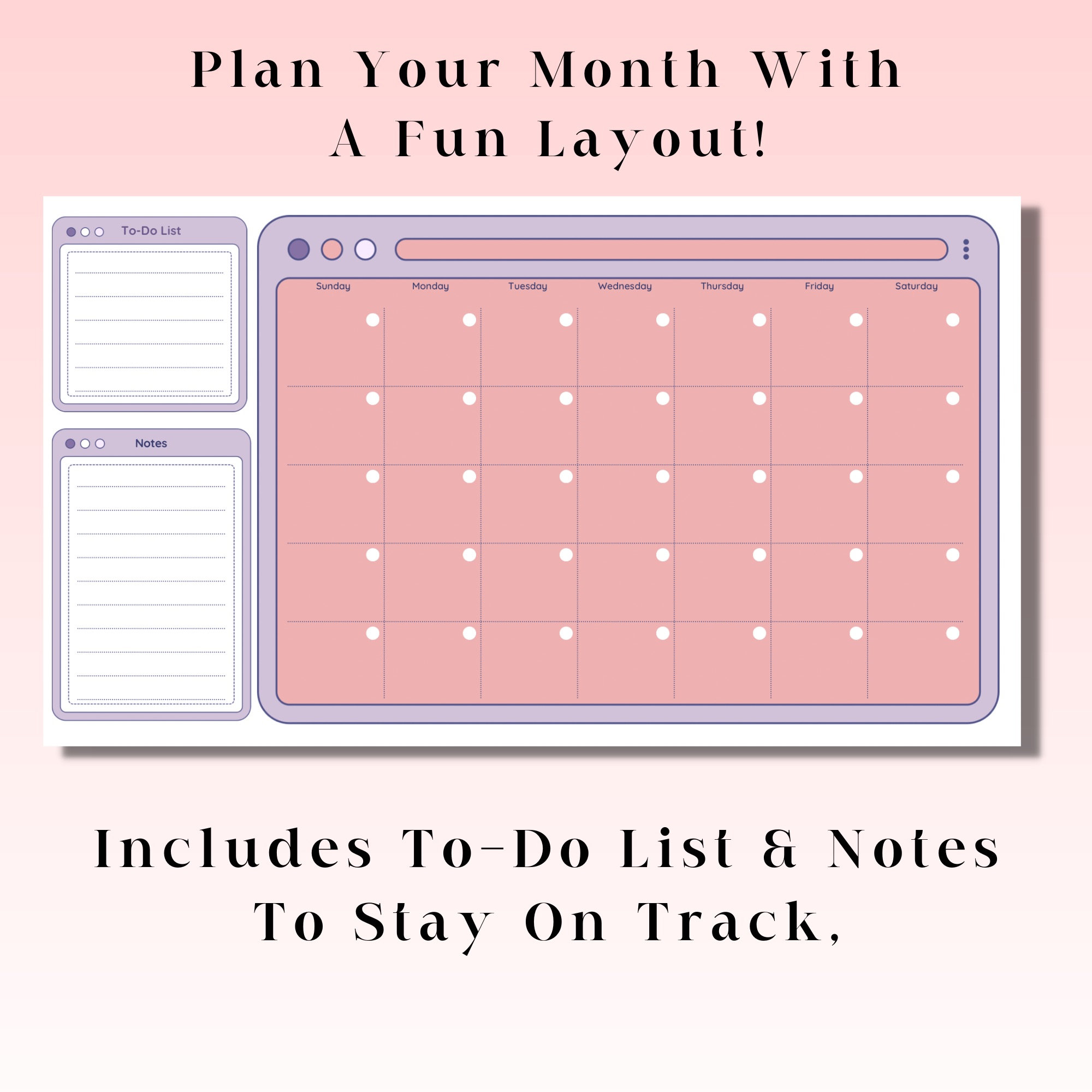 Printable Monthly Planner, Digital Monthly Calendar, Minimal Goodnotes ...
