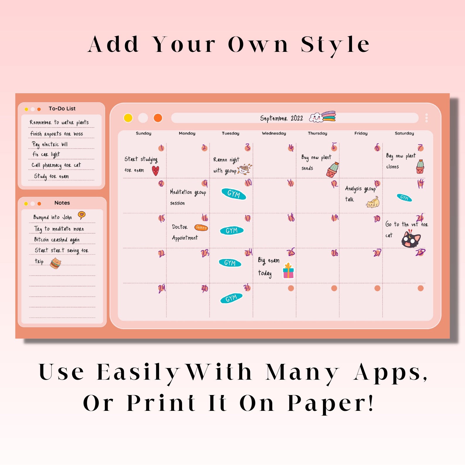 Printable Monthly Planner, Digital Monthly Calendar, Minimal Goodnotes ...