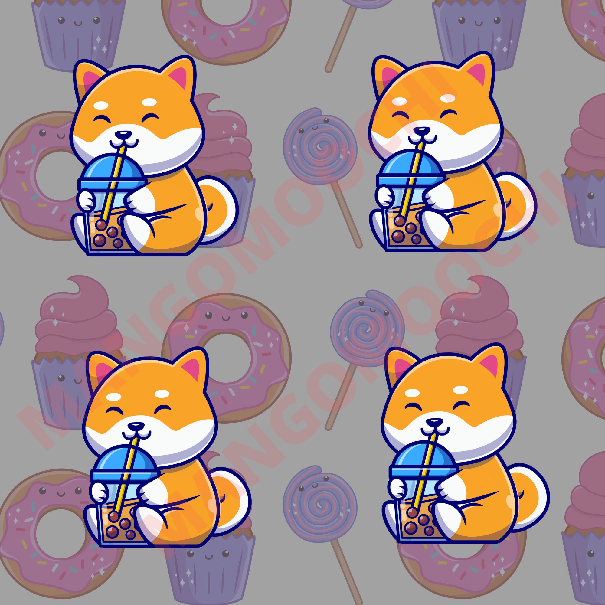 Boba Shiba Dog Svg, Anime SVG, Planner Stickers, Kawaii Art, Cartoon ...