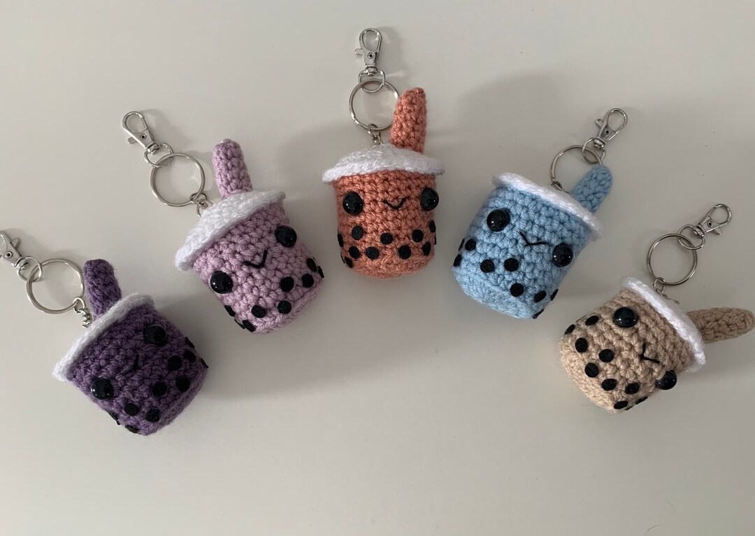 Handmade Crochet Bubble Tea Key-rings, Birthday Gift, Valentines Day ...