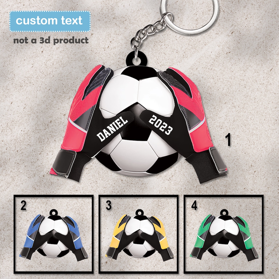 Soccer Goalkeeper Custom Keychain, Goalkeeper Gloves Keychain, Soccer ...