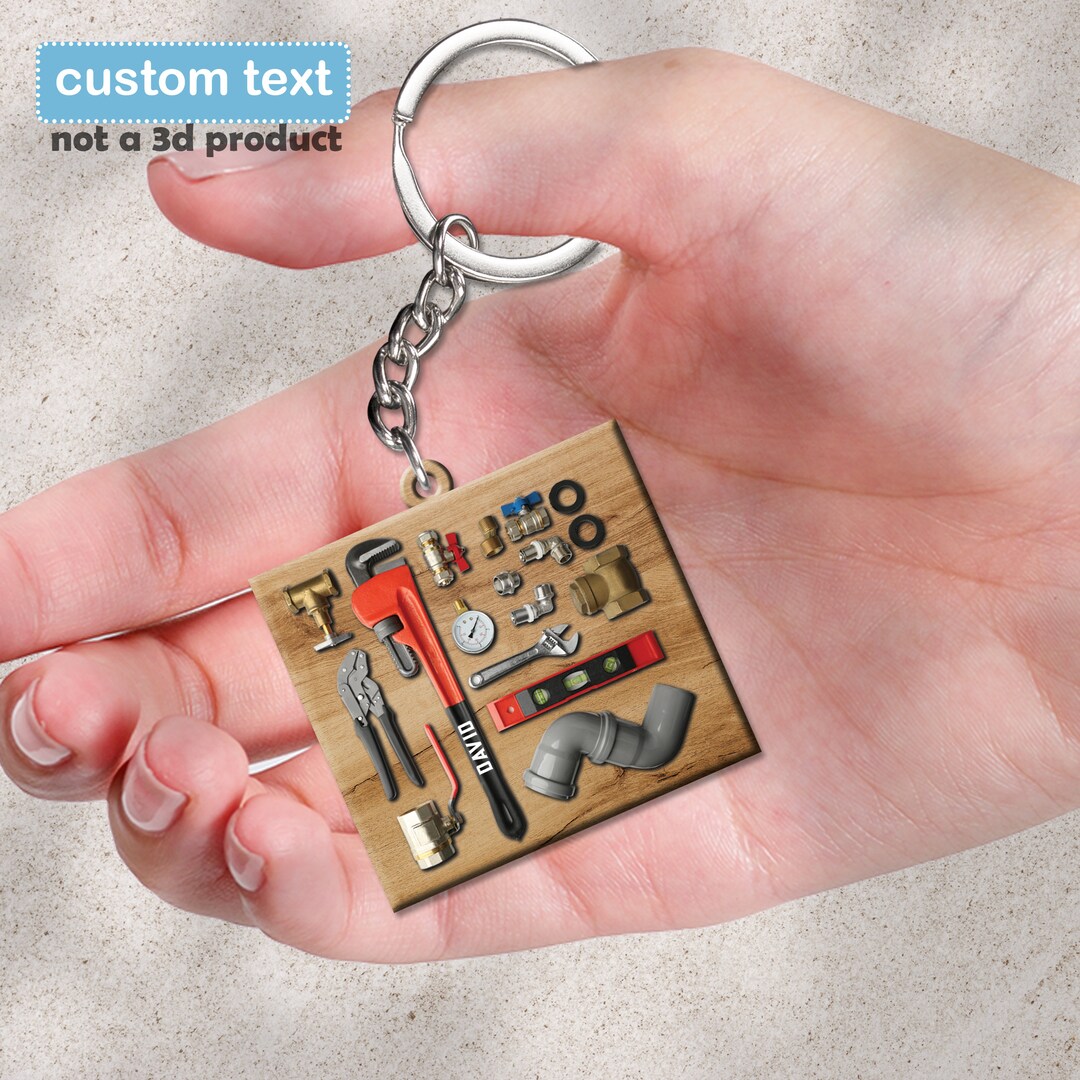 Plumber Tools Custom Keychain, Personalized Plumber 2D Flat Keychain ...