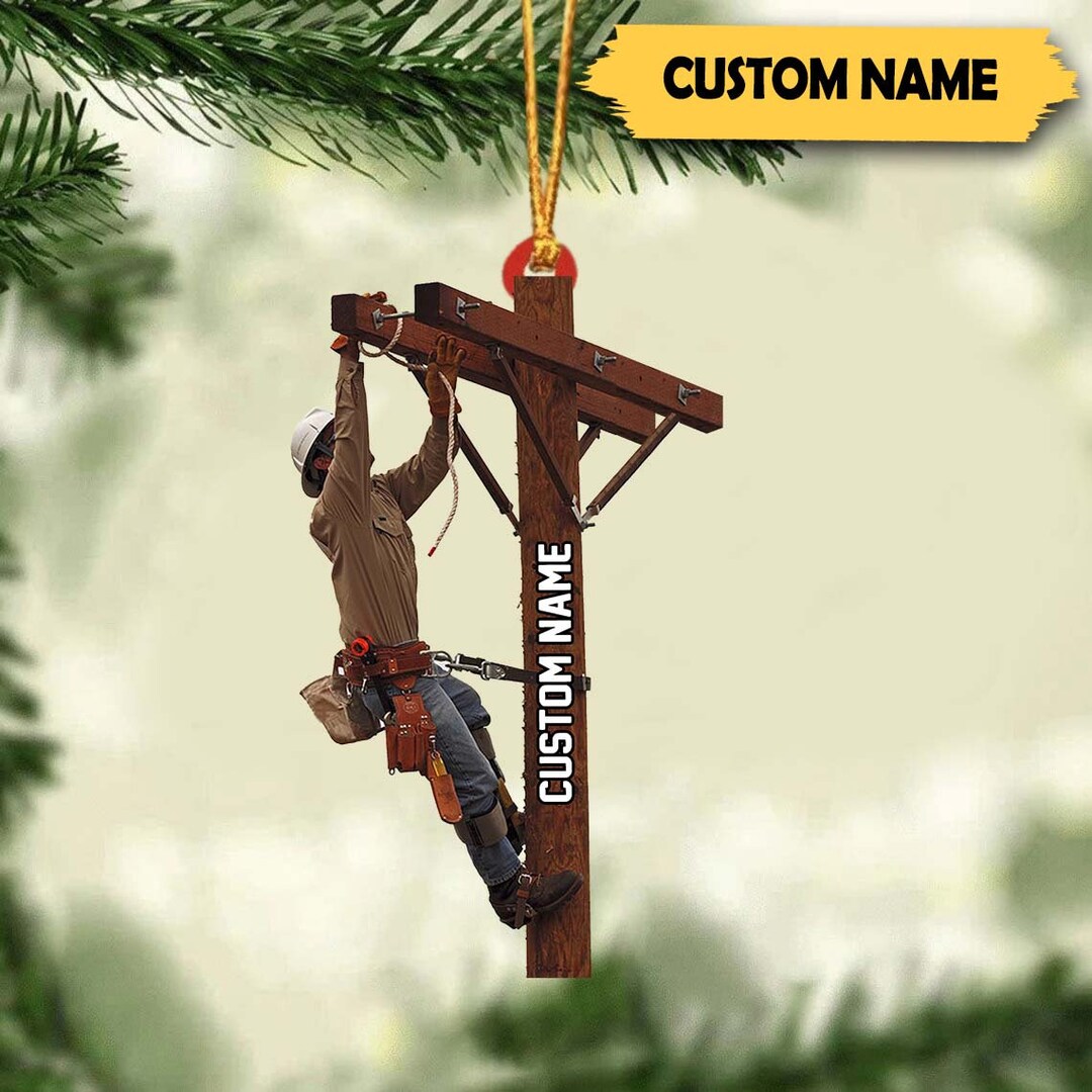 Lineman Outfit Personalized Ornaments, Gift for Lineman, Lineworker ...