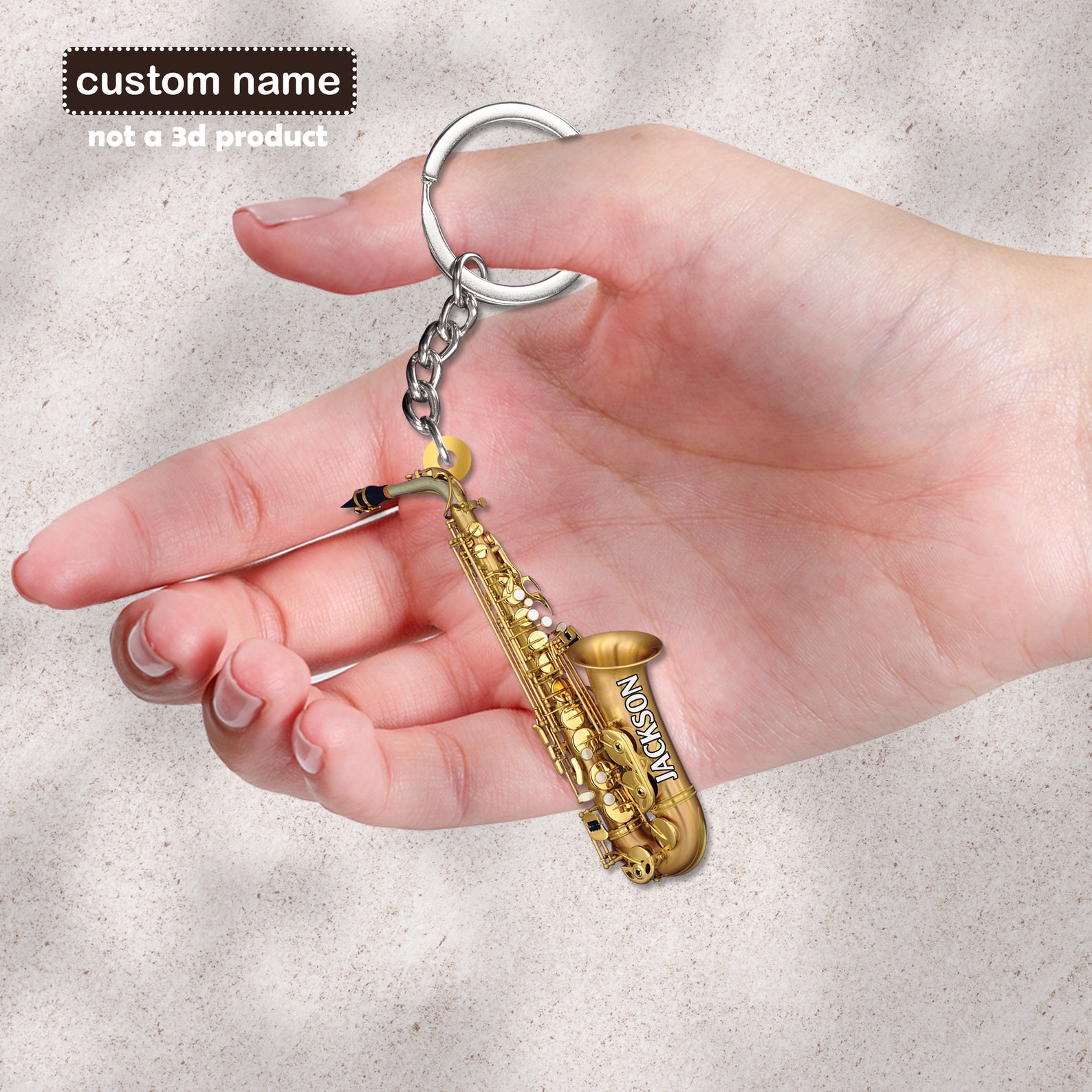 Personalized Saxophone 2D Flat Keychain, Saxophone Lover Gift, Musical ...