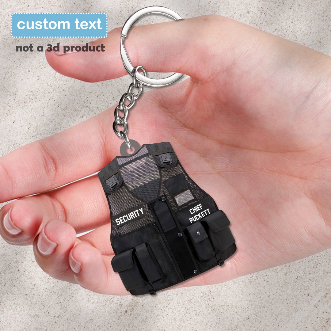 Security Jacket 2D Keychain, Custom Security Guard Flat Keychain ...