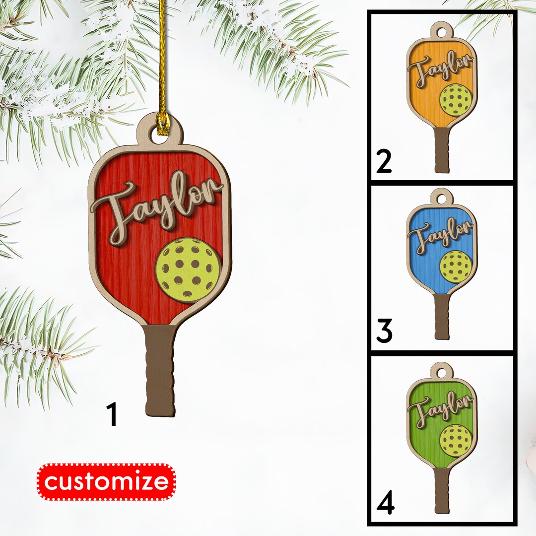 Custom Pickleball Christmas Ornament, Pickleball Wood Ornament ...