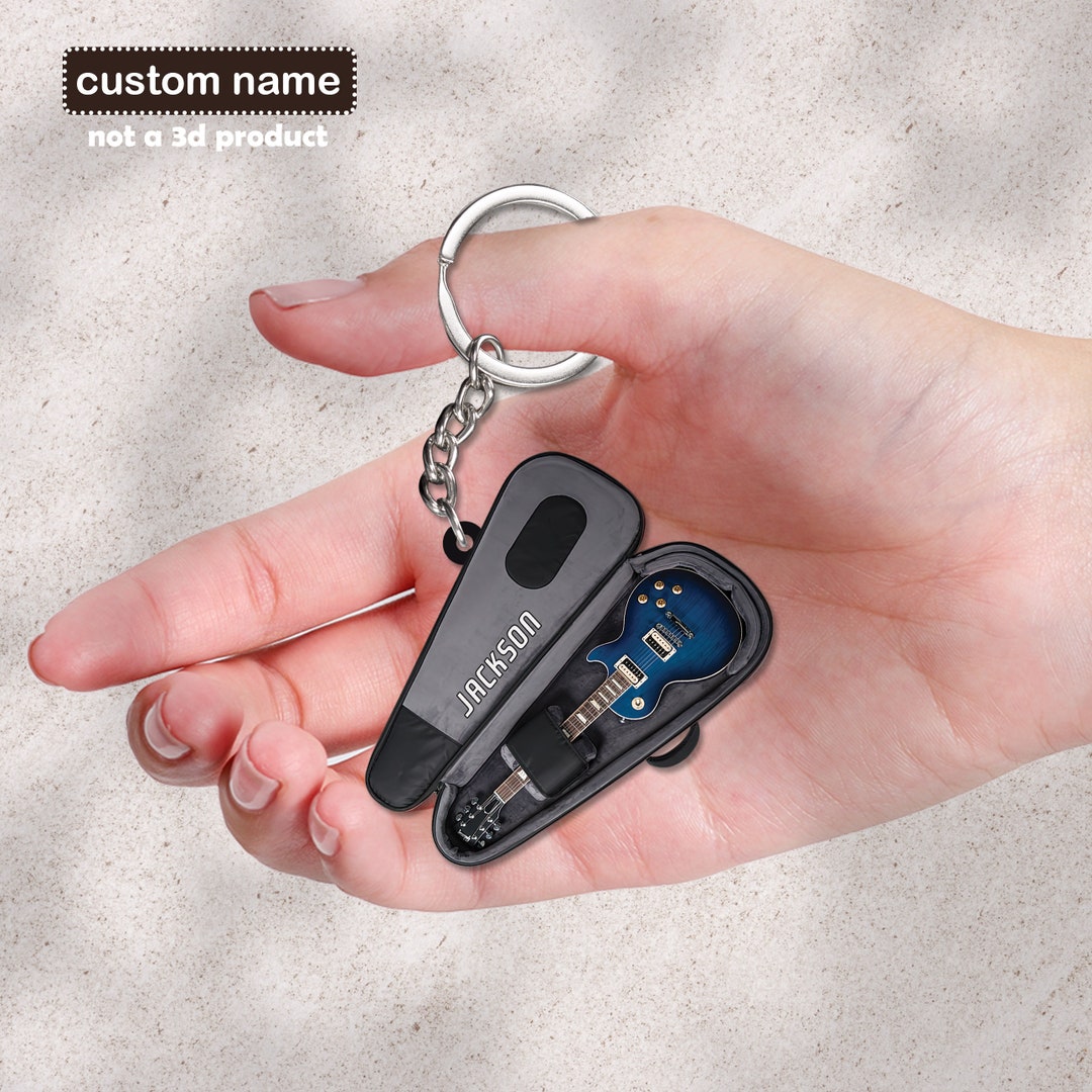 Electric Guitar Personalized Keychain, Guitar 2D Flat Keychain, Guitar ...