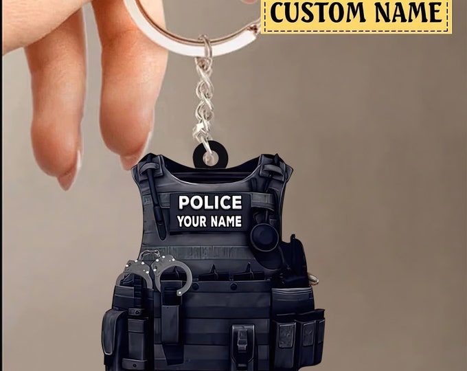 Personalized Police Bulletproof Vest Keychain Gift for Police, Police ...