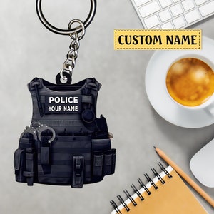 Personalized Police Bulletproof Vest Keychain Gift for Police, Police ...