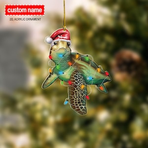 Sea Turtle Christmas Ornament, Custom Turtle Ornament, Turtle Lover ...