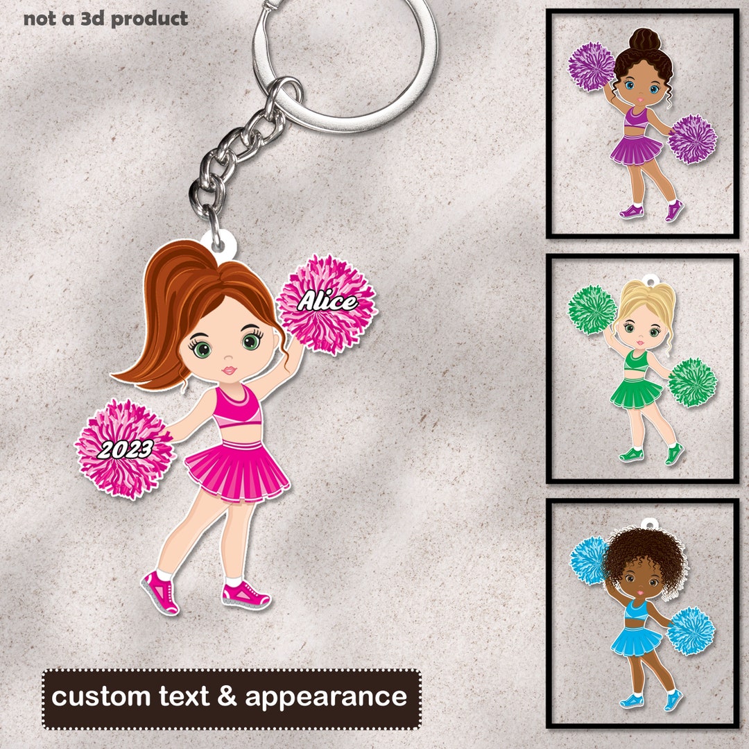Cheerleader Personalized Keychain, Custom Cheerleader Keychain ...