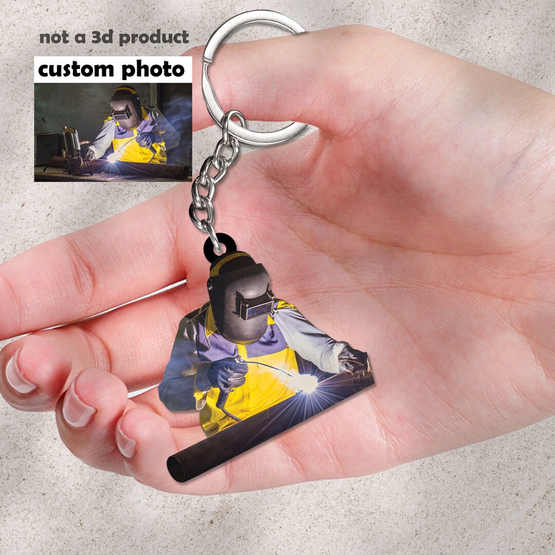 Welder Custom Photo Keychain, Welder 2D Flat Keychain, Welder Helmet ...