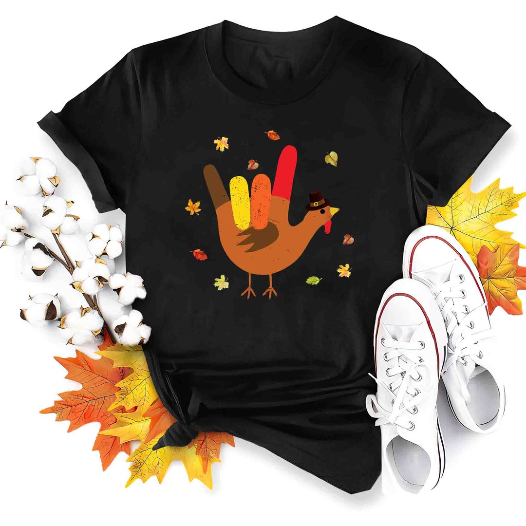 Love Turkey Sign Language Shirt, Funny Turkey Shirt, Thanksgiving Shirt ...