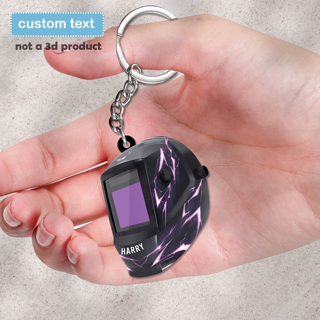 Welding Helmet Personalized Keychain, Welder Mask 2D Acrylic Keychain ...