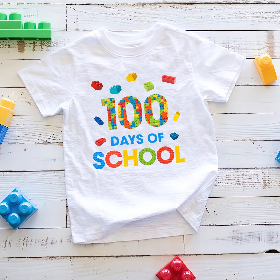 100 Days of School Building Blocks Shirt, Boys 100 Days of School ...