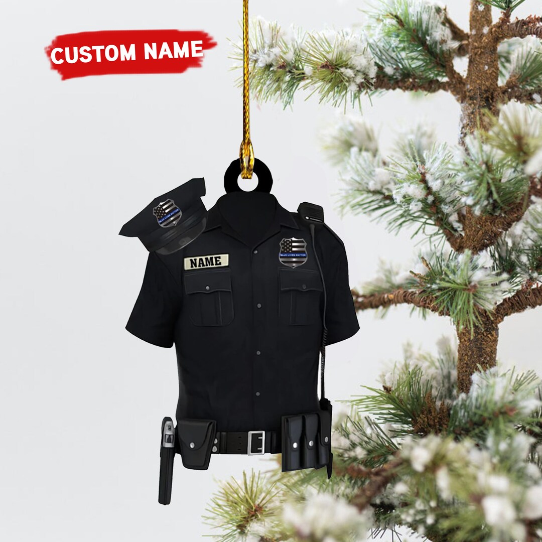 Personalized Police Uniform With Hat Gun Shaped Flat Ornament, Police ...