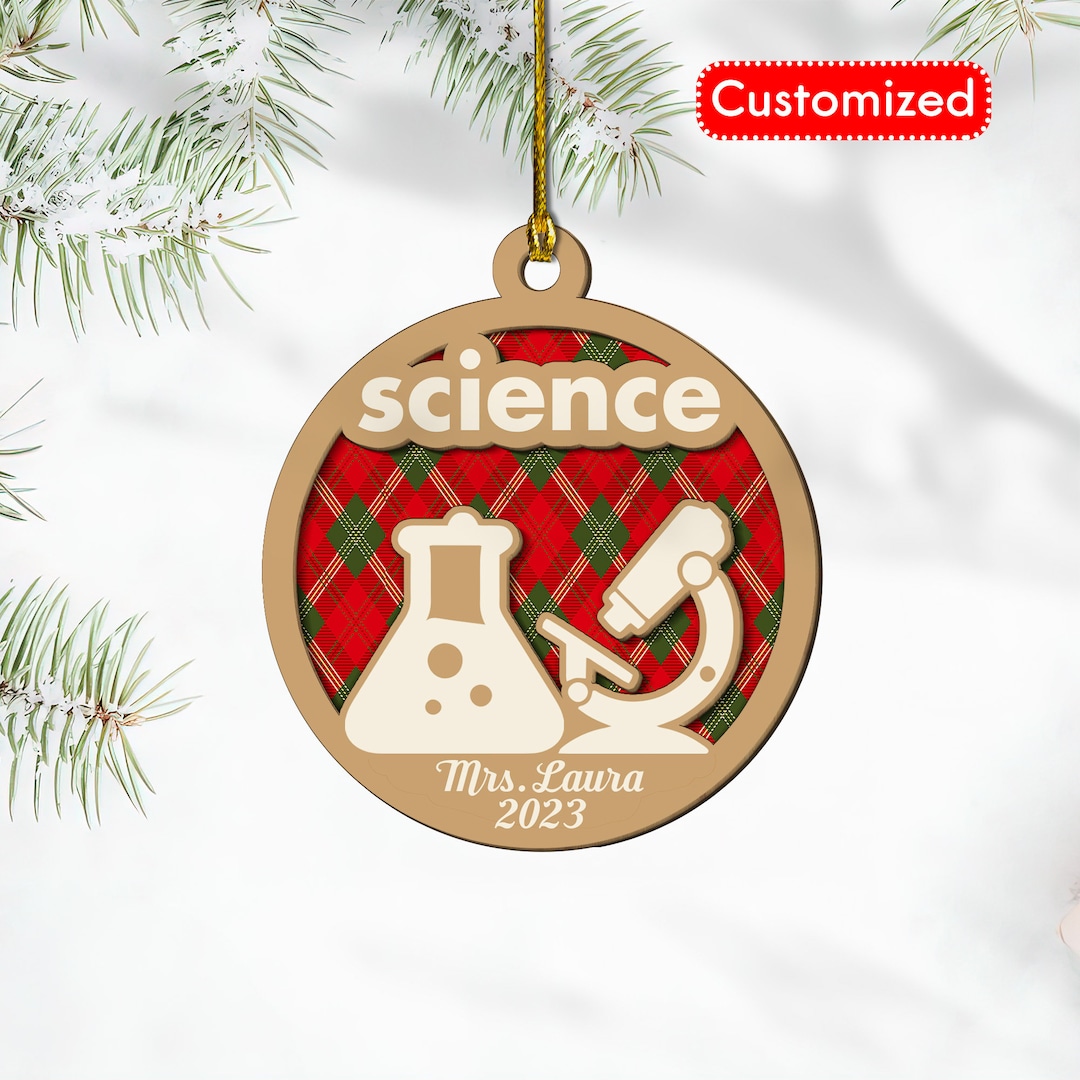 Science Teacher Layered Wood Ornament, Personalized Science Ornament ...