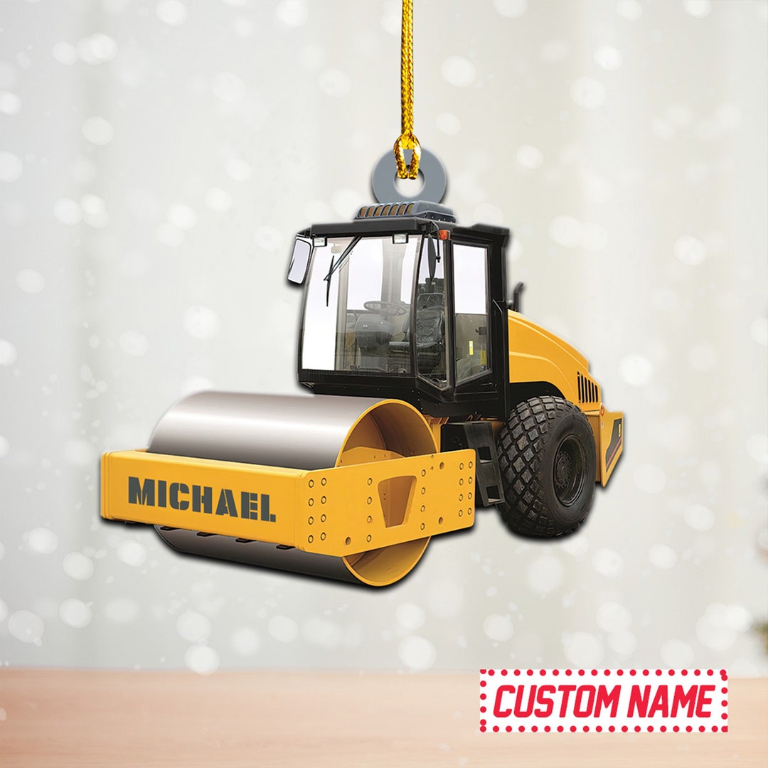 Road Roller 2D Acrylic Ornament, Roller Truck Christmas Ornament ...