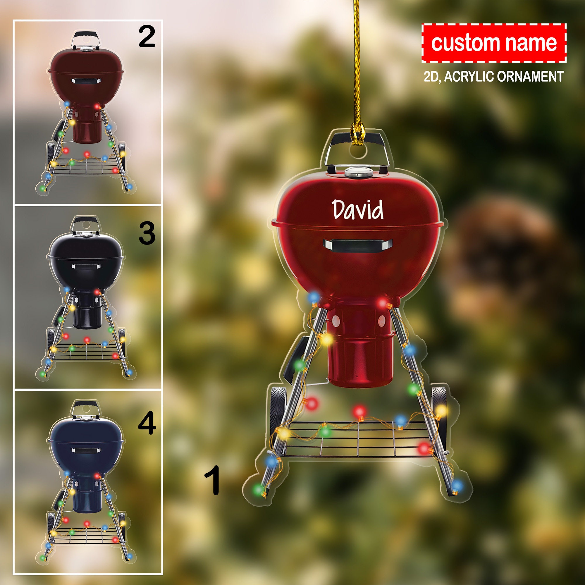 Charcoal Grill 2D Ornament, Grill Master Ornament, BBQ Grill ...