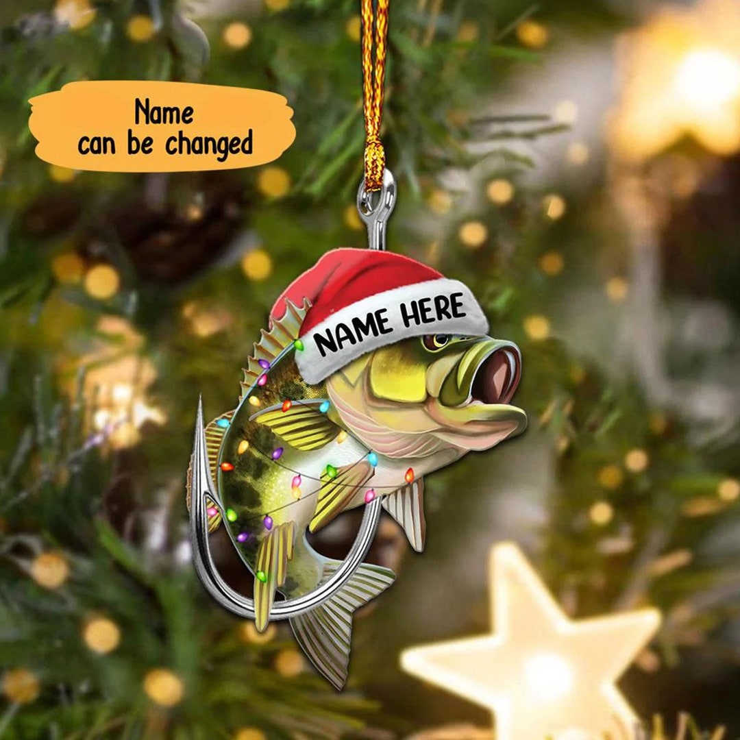 Personalized Fishing Bass Fish Christmas Ornament, Fishing Ornament ...