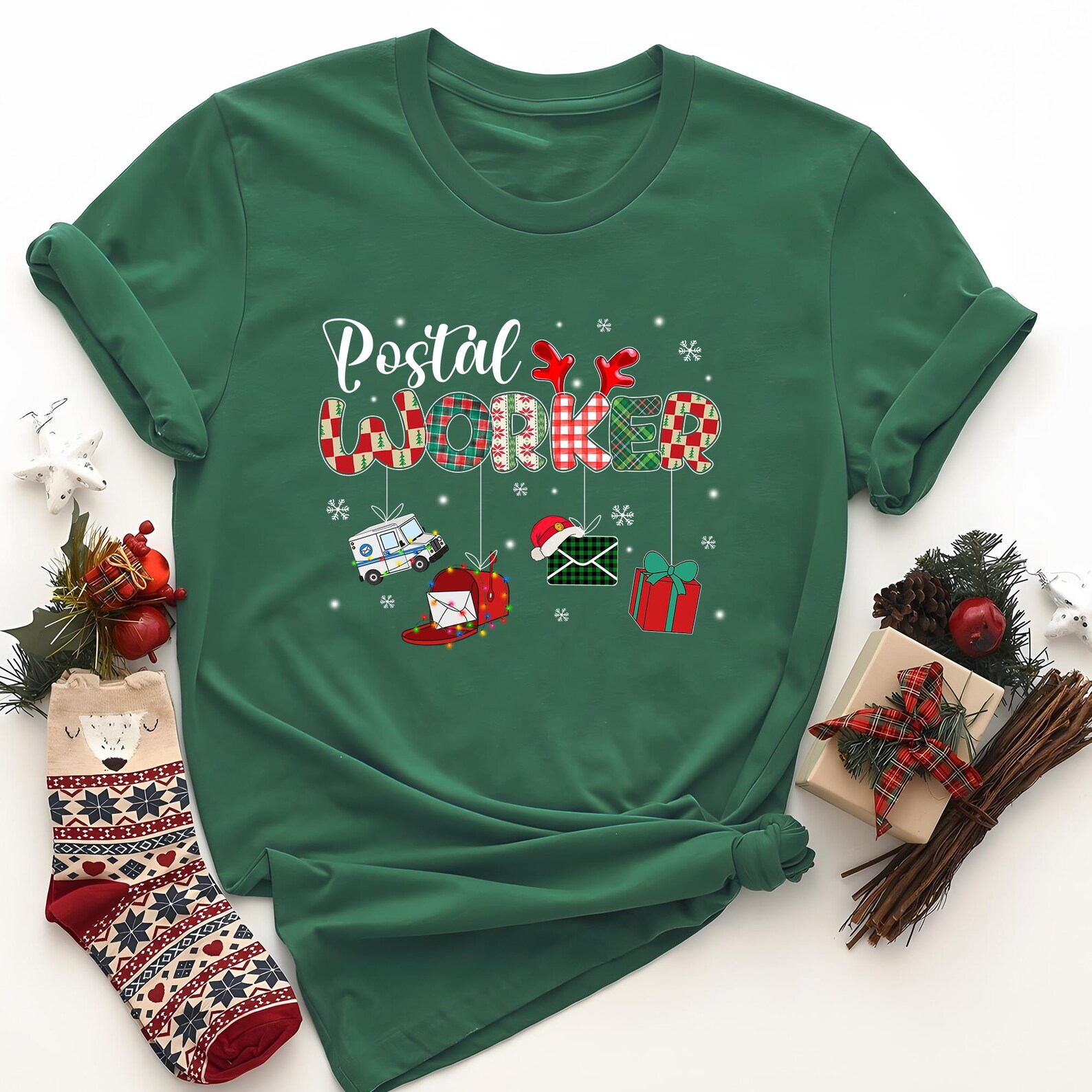 Christmas Postal Worker Shirt, Christmas Mail Lady Tee, Funny Postal ...