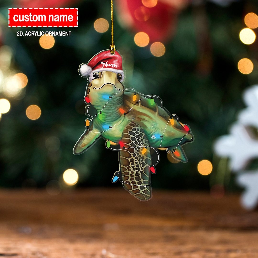 Sea Turtle Christmas Ornament, Custom Turtle Ornament, Turtle Lover ...