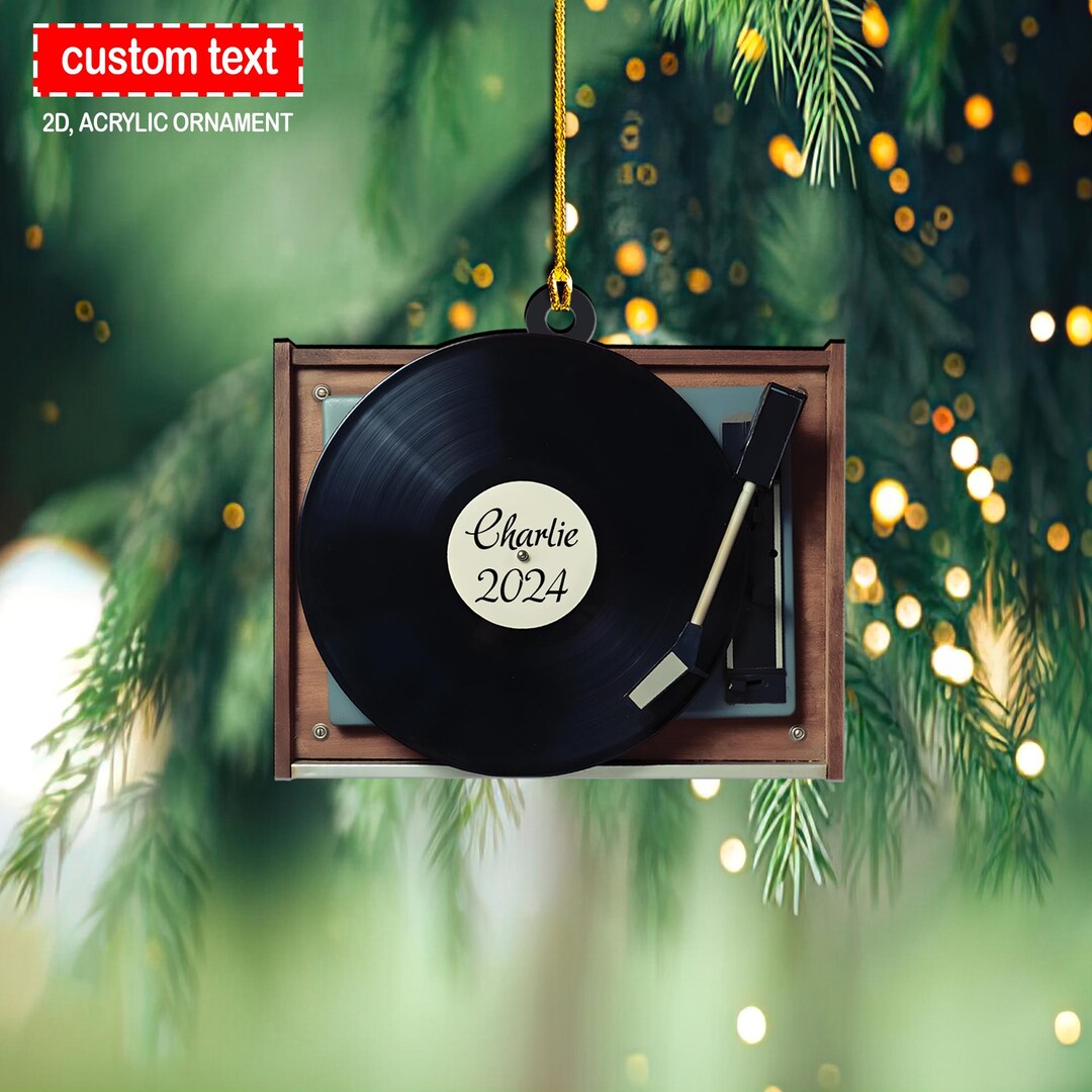 Vinyl Record Player 2D Flat Ornament, Custom Vinatge Turntable Ornament ...
