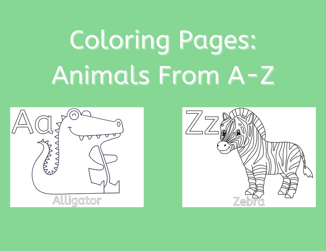 Animals A-Z - Kids Digital Coloring Pages - Etsy