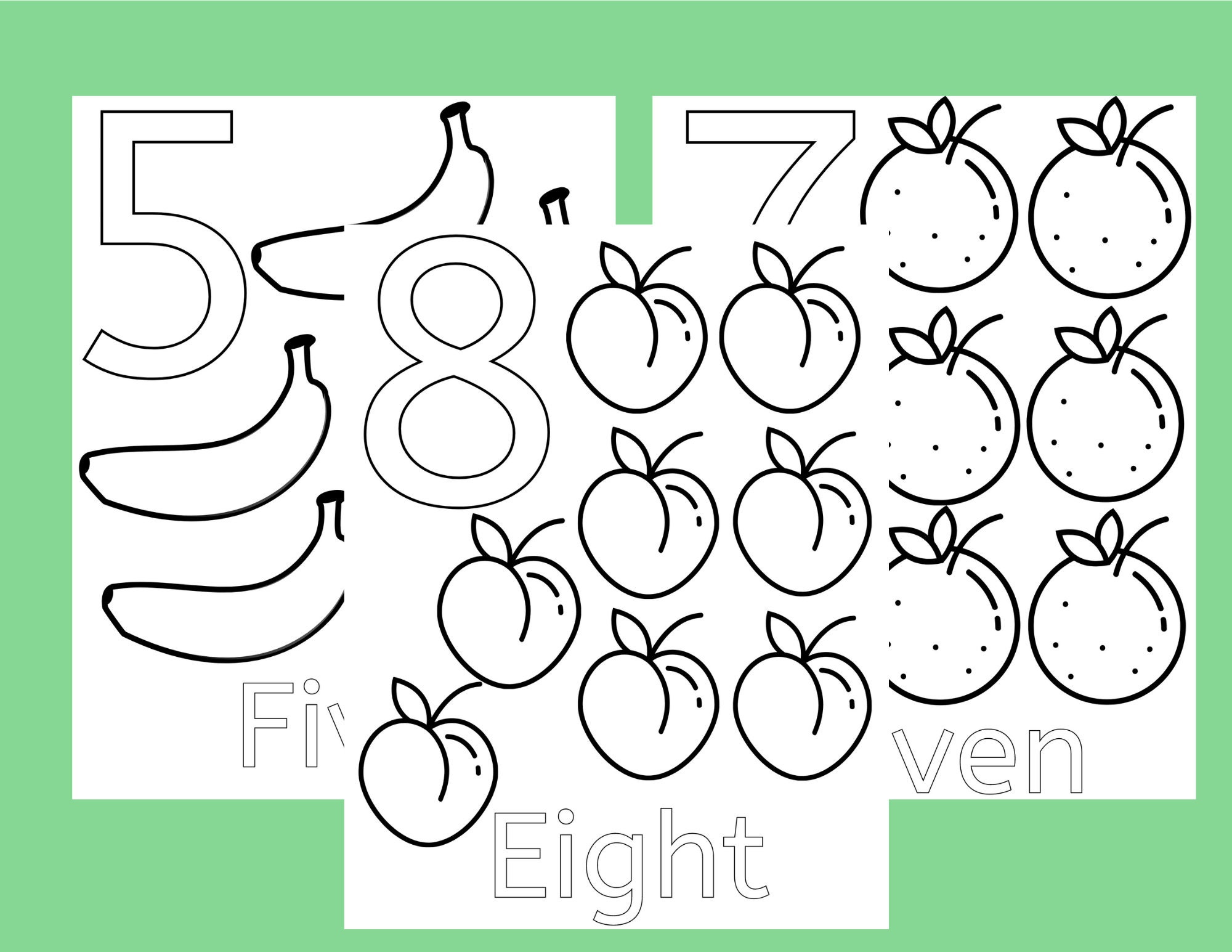 Spanish Numbers Kids Digital Coloring Pages | Etsy