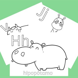 Spanish Alphabet Coloring Pages- A Day at the Zoo - Etsy
