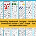 12 Monthly Coloring Tracker Printable Bookmark Designs | Bookmark ...