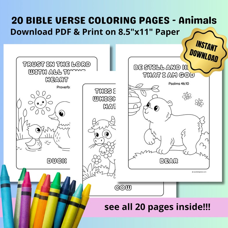 20 Bible Coloring Pages Sunday School Preschool Elementary Church ...
