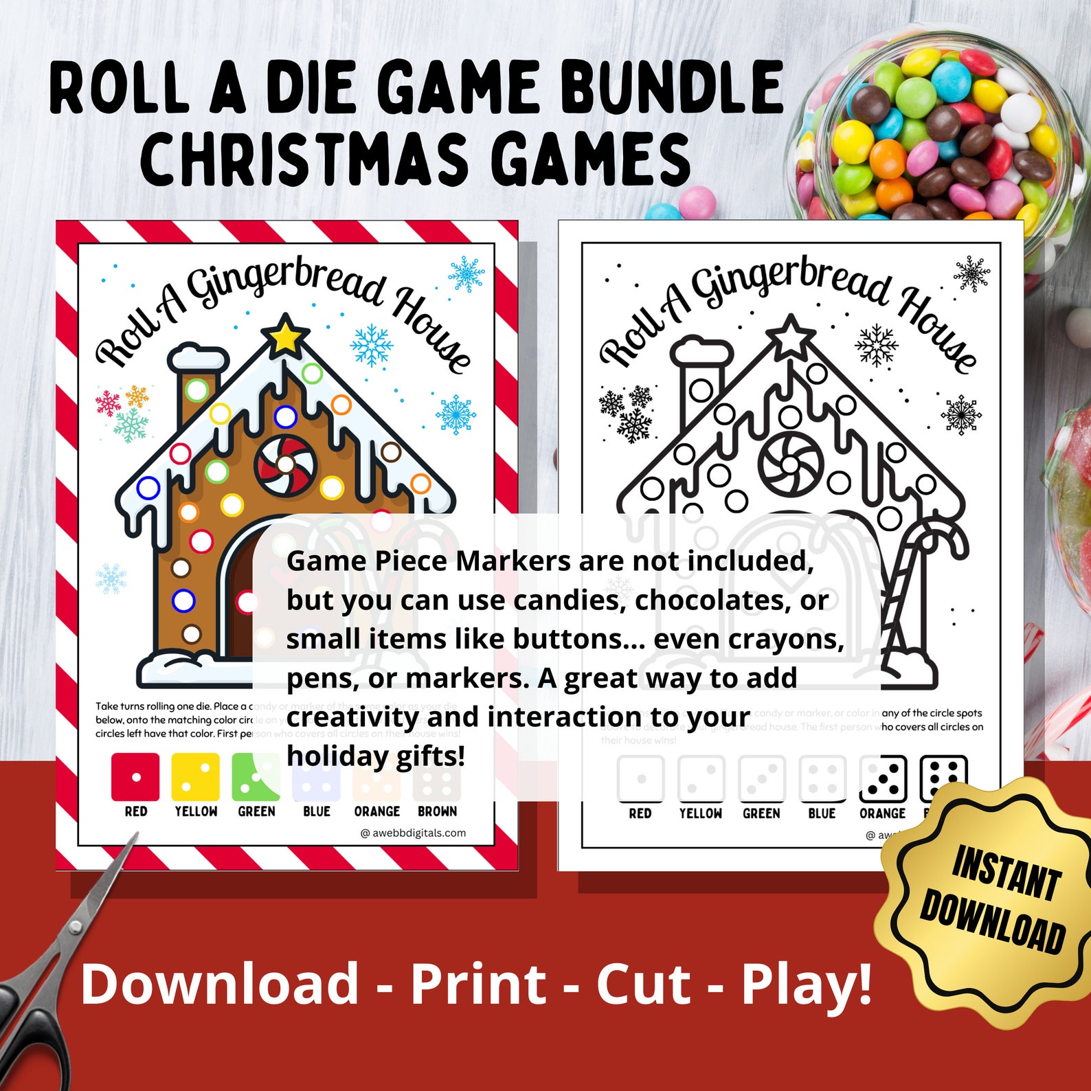 Printable Christmas Dice Game Bundle for Kids Roll a Christmas Tree ...