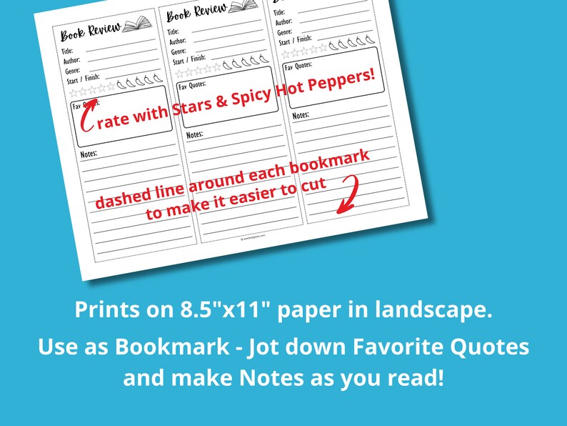 Printable Book Review Bookmarks and Bonus Yearly Reading Tracker ...