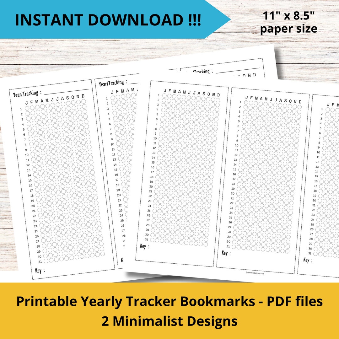 Printable Year-at-a-glance Habit Tracker Bookmark | 2 Minimalist ...