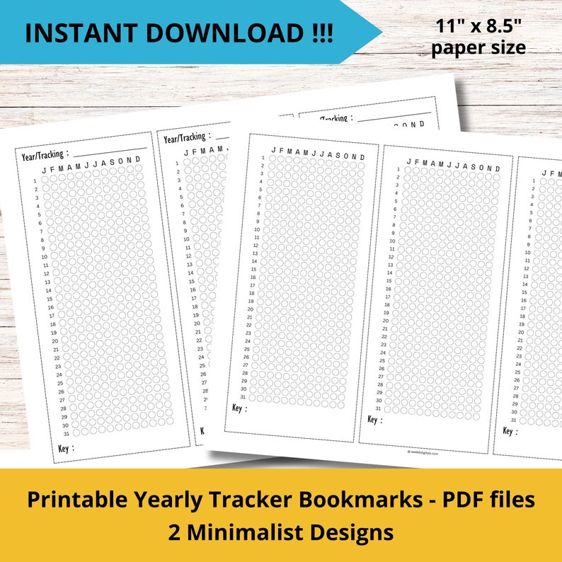Printable Year-at-a-glance Habit Tracker Bookmark | 2 Minimalist ...